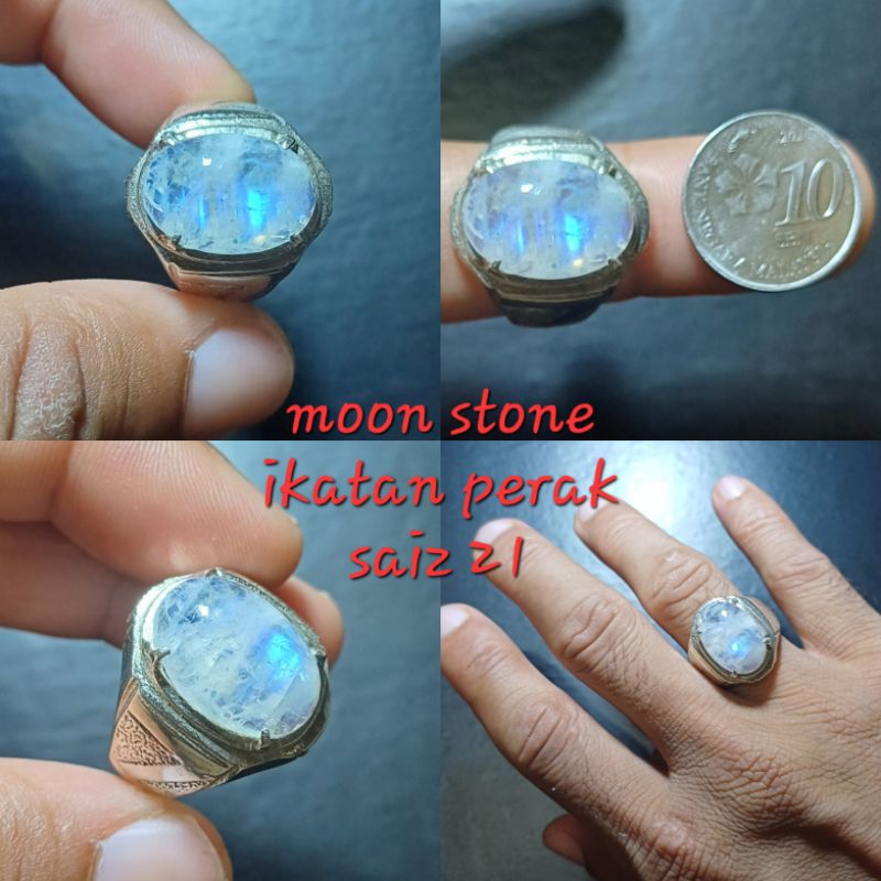 moon stone ikatan perak saiz 21 (boleh resize) | Shopee Malaysia