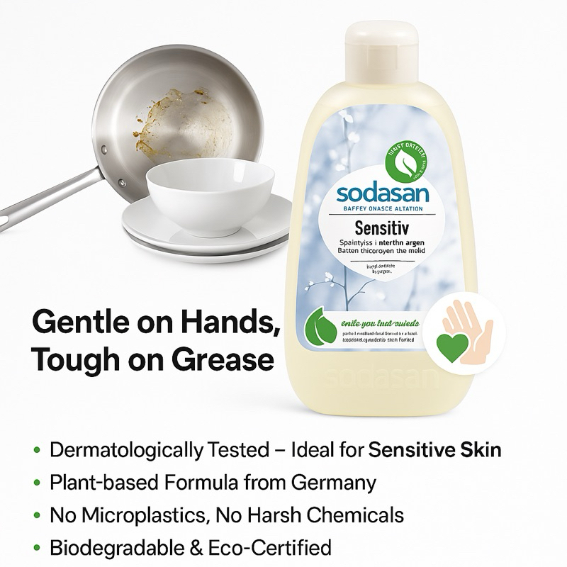 Sodasan organic Dishwashing Liquid 500ml Sensitive skin,Gentle ...