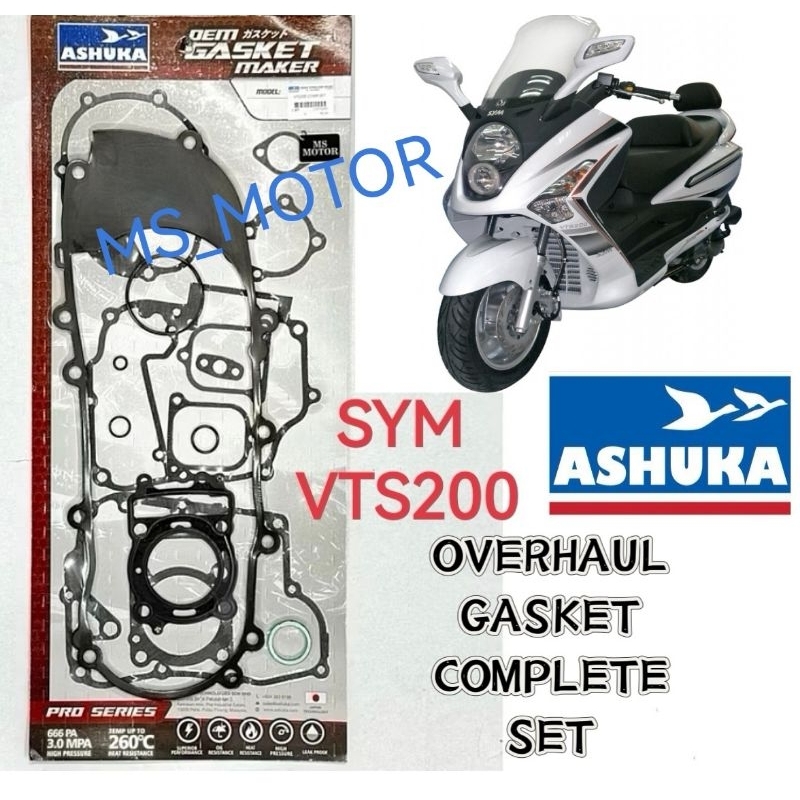 SYM VTS200 OVERHAUL GASKET COMP SET ASHUKA TOP SET APPLE SYM VTS 200 ...