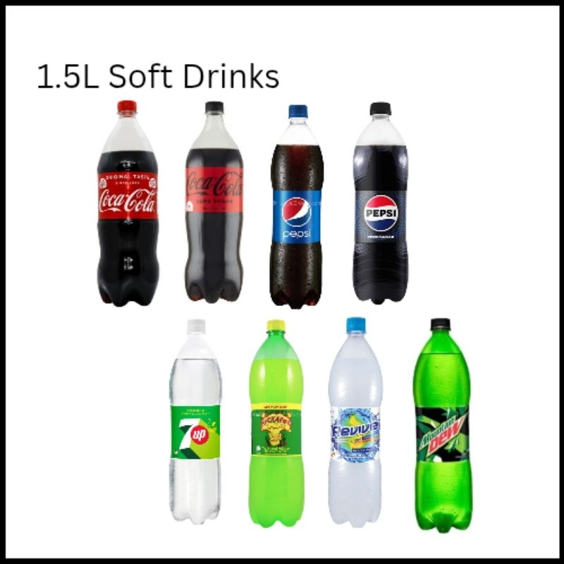 Soft drinks carbonated drinks 1.5 litres Coke/Pepsi/7-up/Kickapoo ...