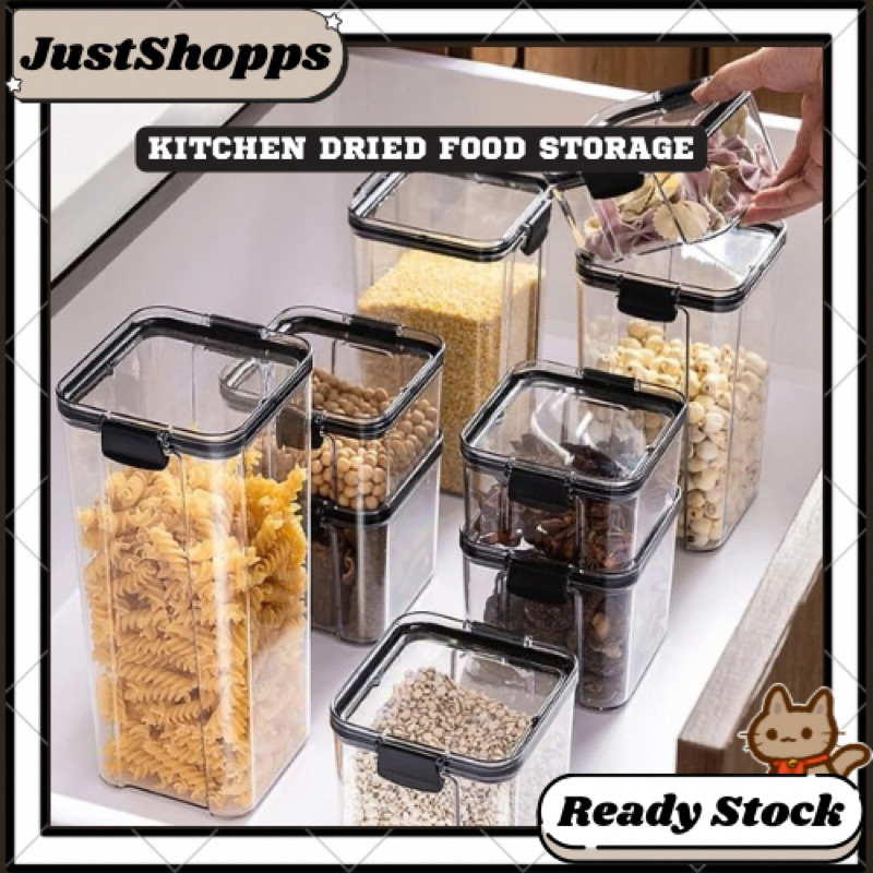 Kitchen Dried Food Storage Tank Transparent Square Plastic Storage Food ...