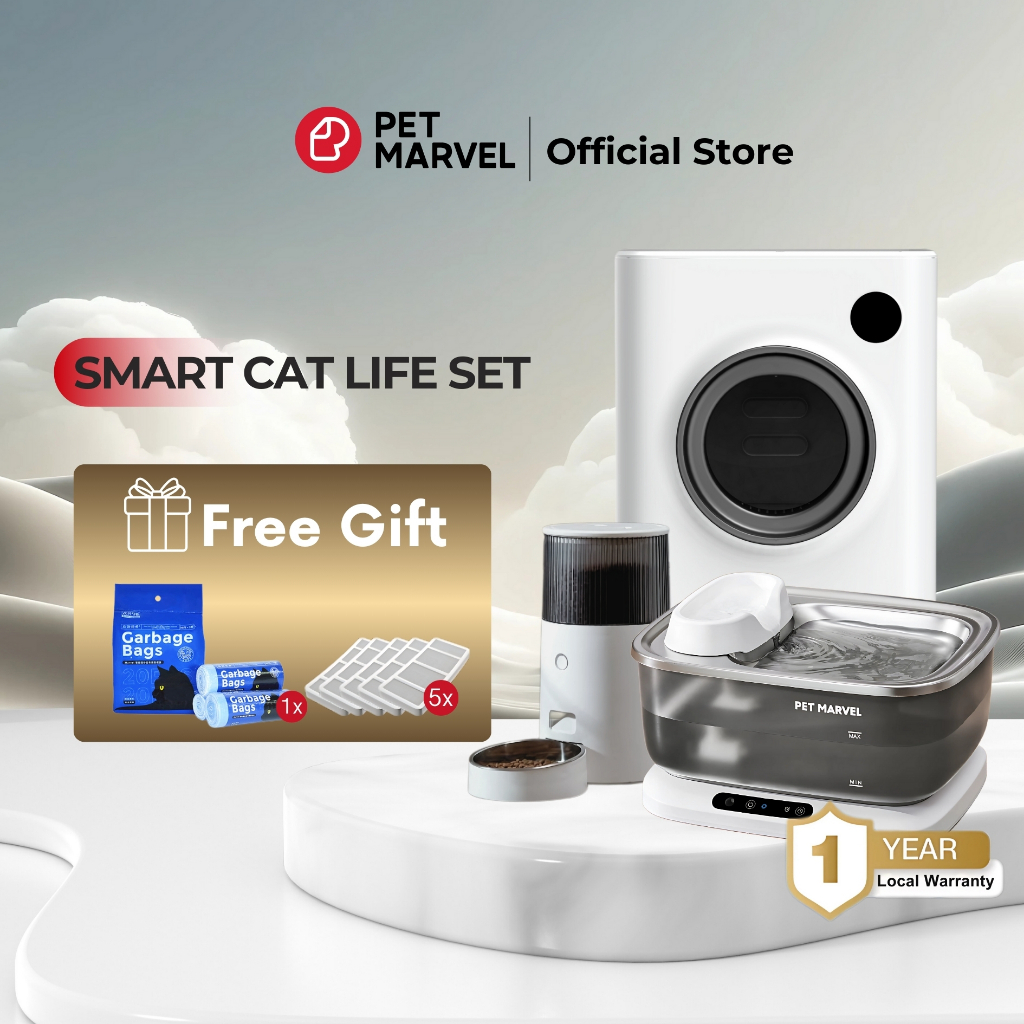 PET MARVEL Smart Cat Life Set Magic Cube Automatic Litter Box Smart ...