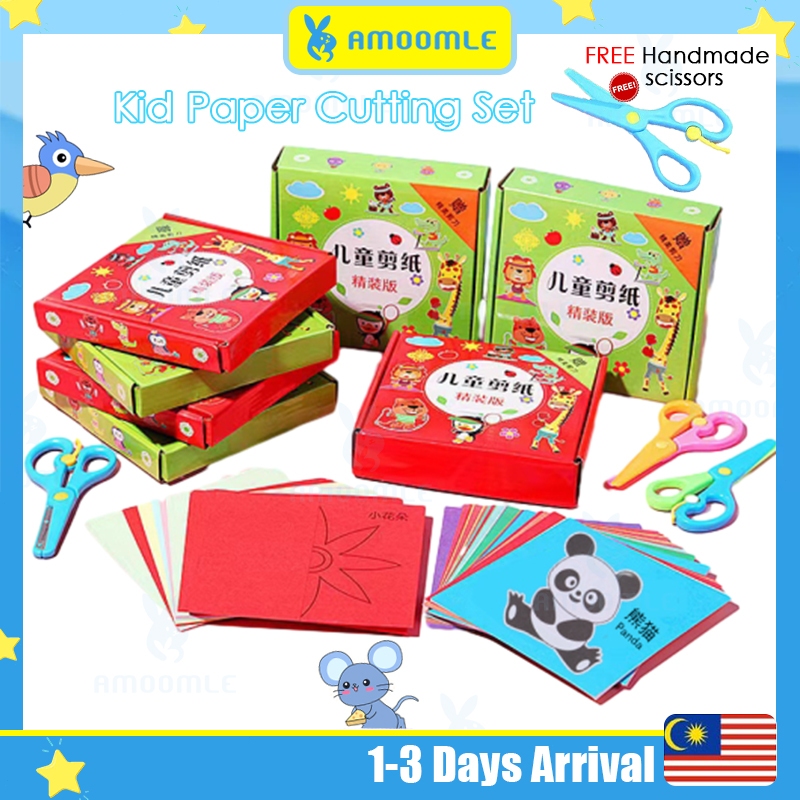 192Pcs Kids Colour Paper Cutting Set Coloring Drawing Origami Fold ...
