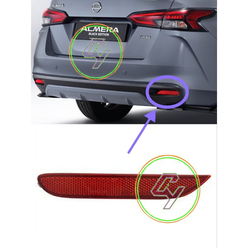 NISSAN ALMERA N18 2020-2024 Rear Bumper Red Reflector 2021 2022 2023 ...