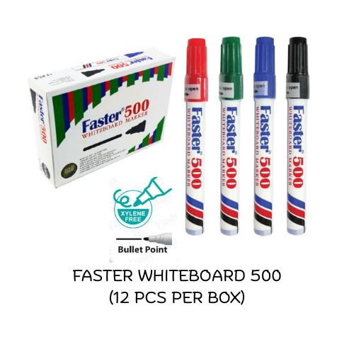 {DOSSVETT}FASTER WHITEBOARD MARKER 500 BLACK / BLUE /RED / GREEN (12 ...