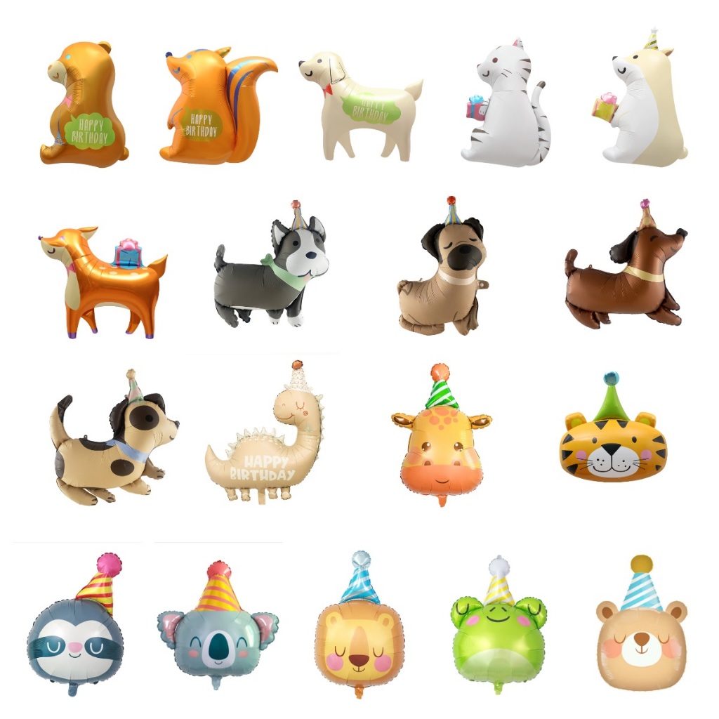 [Ready Stock] Animal Birthday Foil Balloon Hamster Squirrel Cat Dog ...