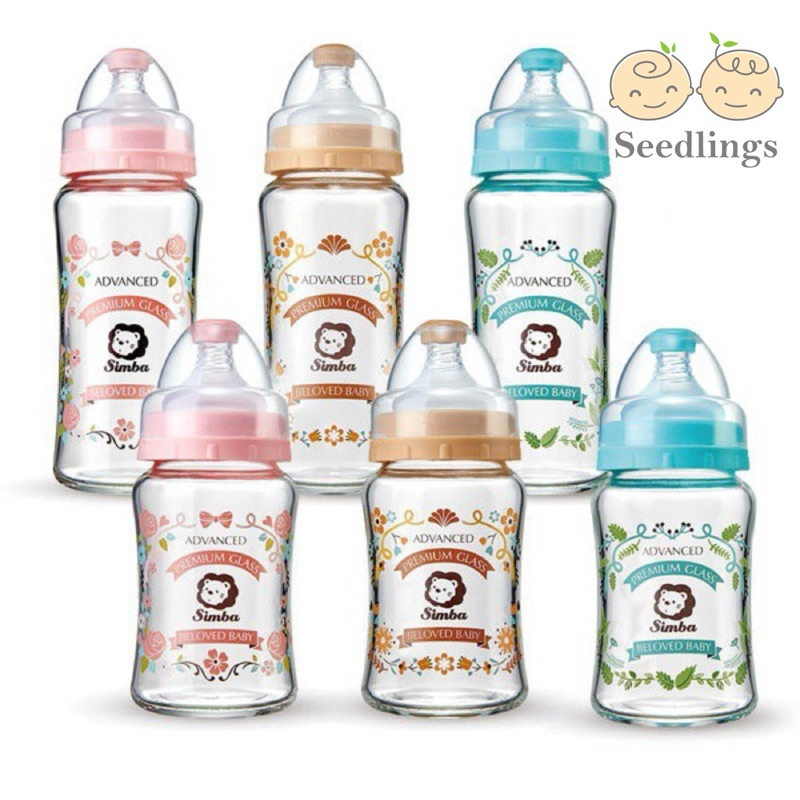 Simba Crystal Romance Wide Neck Glass Feeding Bottle (270ml 9oz / 180ml 6oz) | Shopee Malaysia