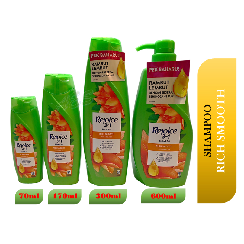 Rejoice Hair Shampoo Rich Smooth with Argan Oil 70ml, 170ml, 300ml ...
