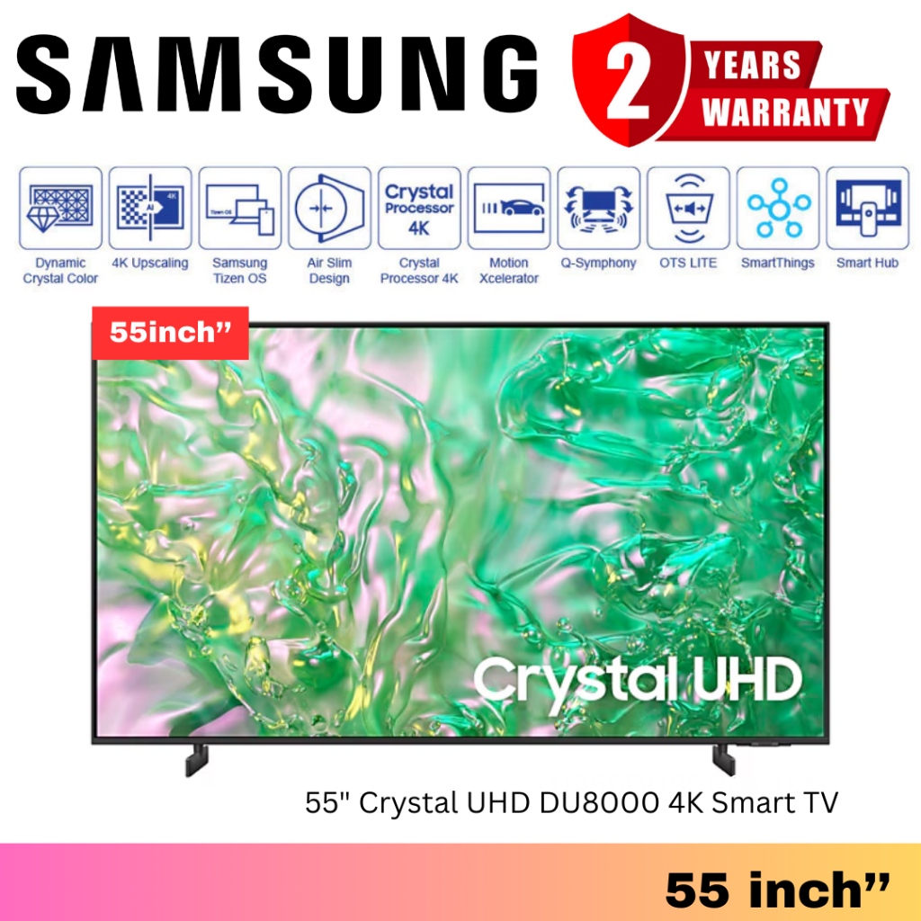 Samsung (55"/55 Inch) DU8000 4K Dynamic Crystal UHD Smart AI TV (2024 ...