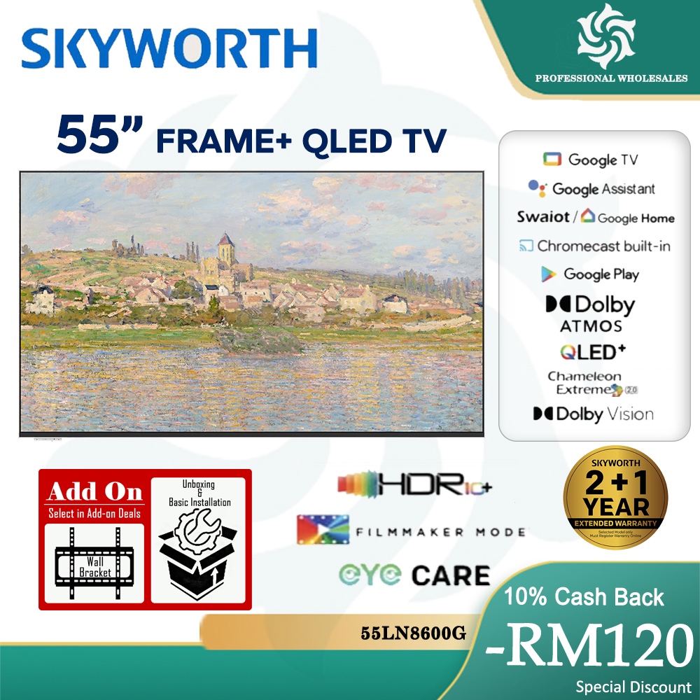 FREE SHIPPING - SKYWORTH 55/ 65 INCH FRAME tv QLED+ TV Matte Screen ...