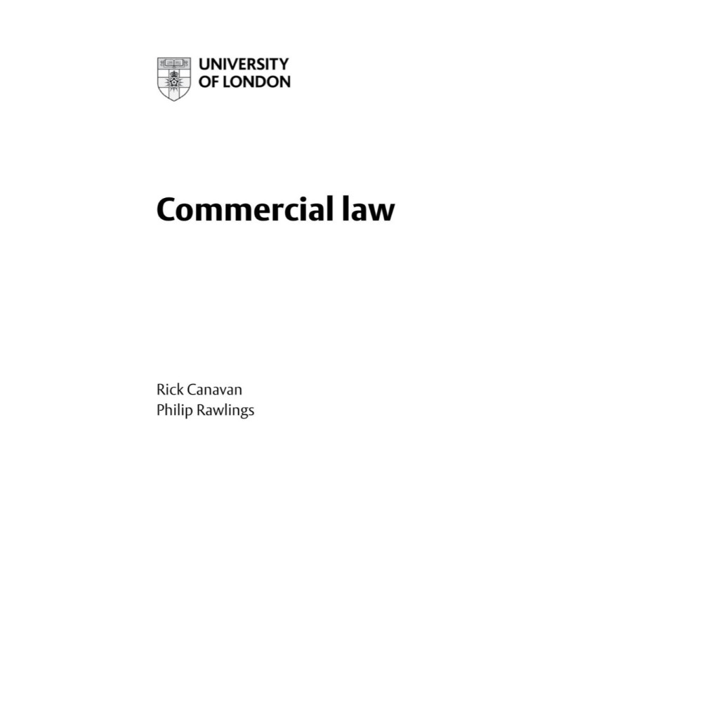 Commercial Law - Module Guide (University of London) | Shopee Malaysia