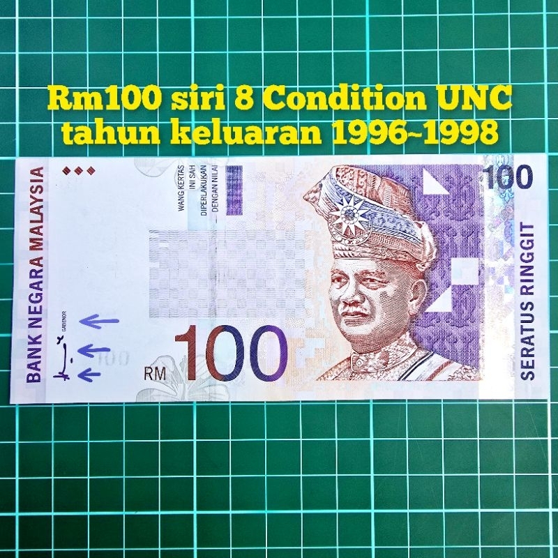 (A137) rm100 siri 8 duit lama duit kertas lama duit syiling lama rm100 lama kedai duit lama ...