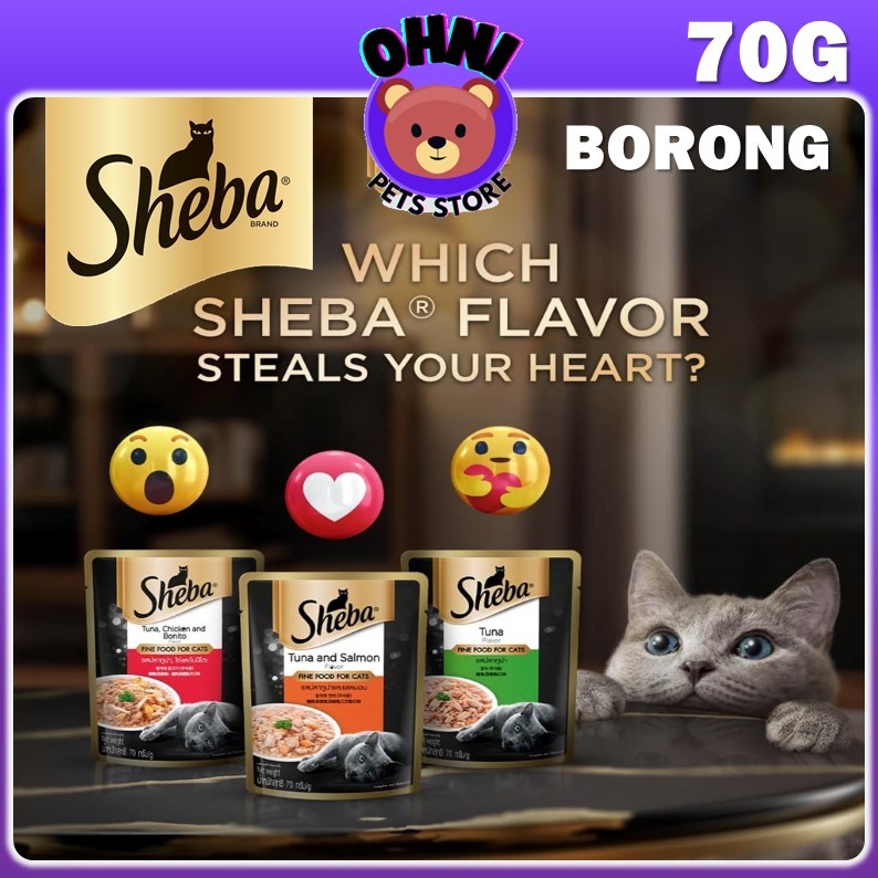 SHEBA Pouch Cat Kitten Wet Food 70g, Value Pack 1 BOX x 24 pack Makanan ...