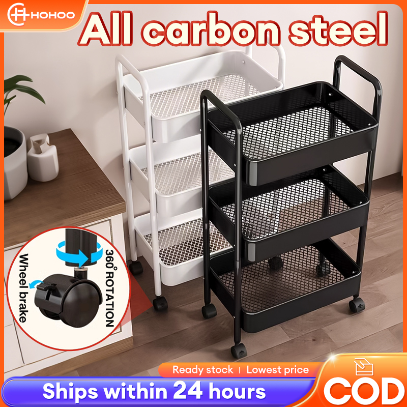 【100%carbon steel】 Multilayer Trolley Rack Movable Storage Shelf ...
