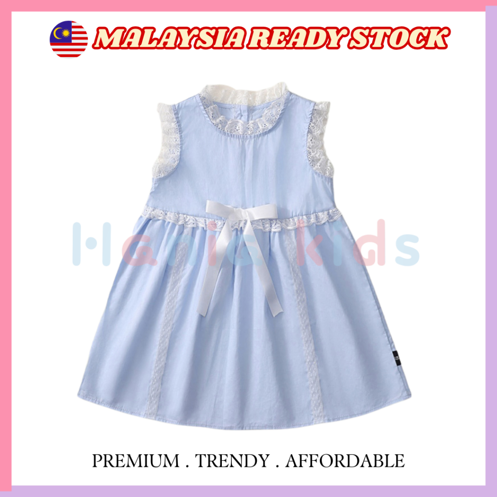 Hania Gaun Budak Perempuan Biru Muda Tanpa Lengan 2-8 Tahun (Girls Kids ...