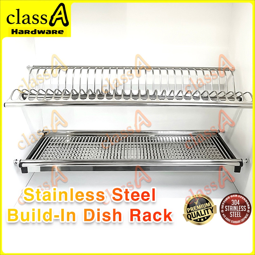 ClassAHW Stainless Steel 304 201 2 Tier Kitchen Cabinet Built In Dish ...