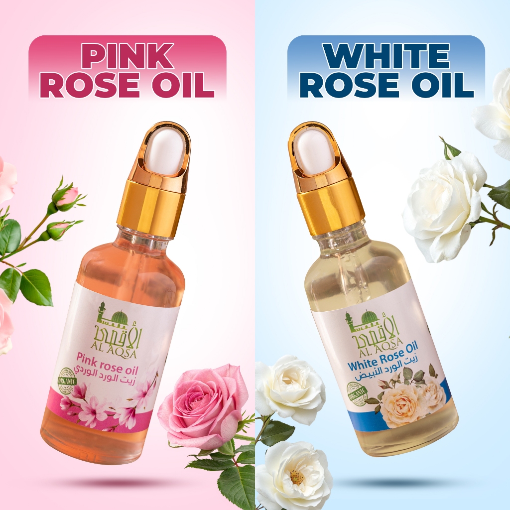 AL AQSA White / PINK Rose Oil Minyak Rose Putih /Rose Merah 50ML 💯 ...
