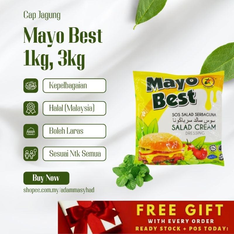 🔥PROMO🔥 MAYO BEST CAP JAGUNG / SOS SALAD SERBAGUNA / MAYONIS / 1 KG / 3 ...