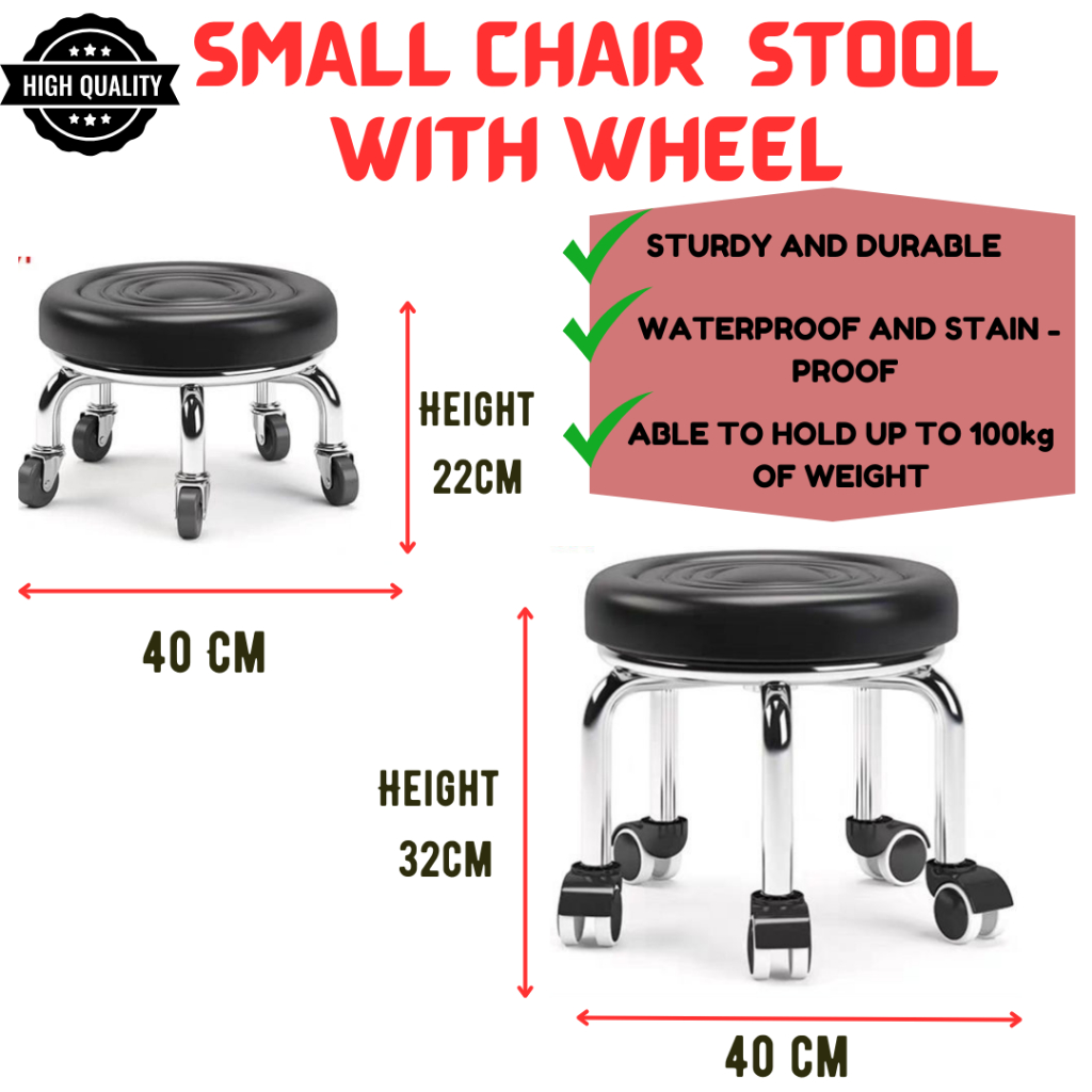 Multipurpose Small Portable Chair Stool With Wheels Swivel Rolling ...