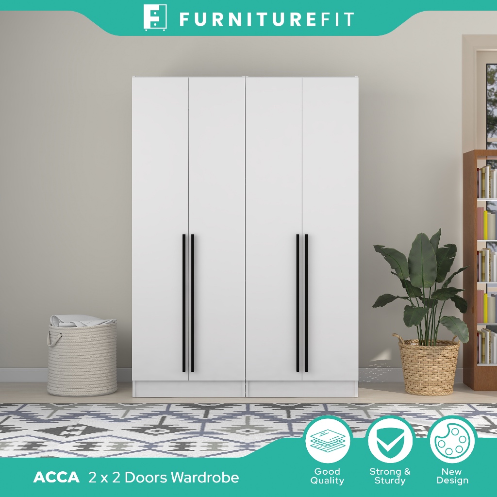 FurnitureFit 2+2 Door Wardrobe With Shelf | Almari 4 pintu | Almari ...