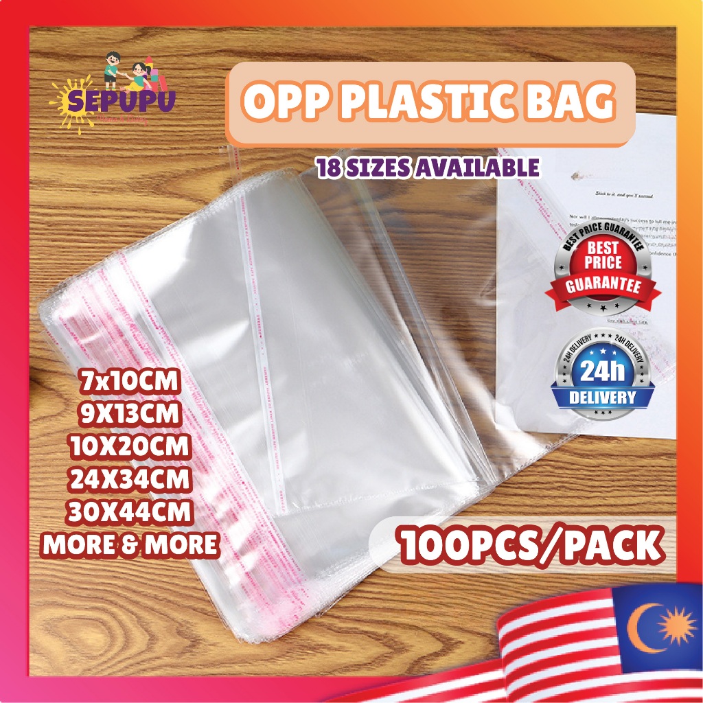 SEPUPU Transparent OPP Plastic Bag Self Adhesive Plastic Bag Plastik Packaging Beg Buku Tudung ...