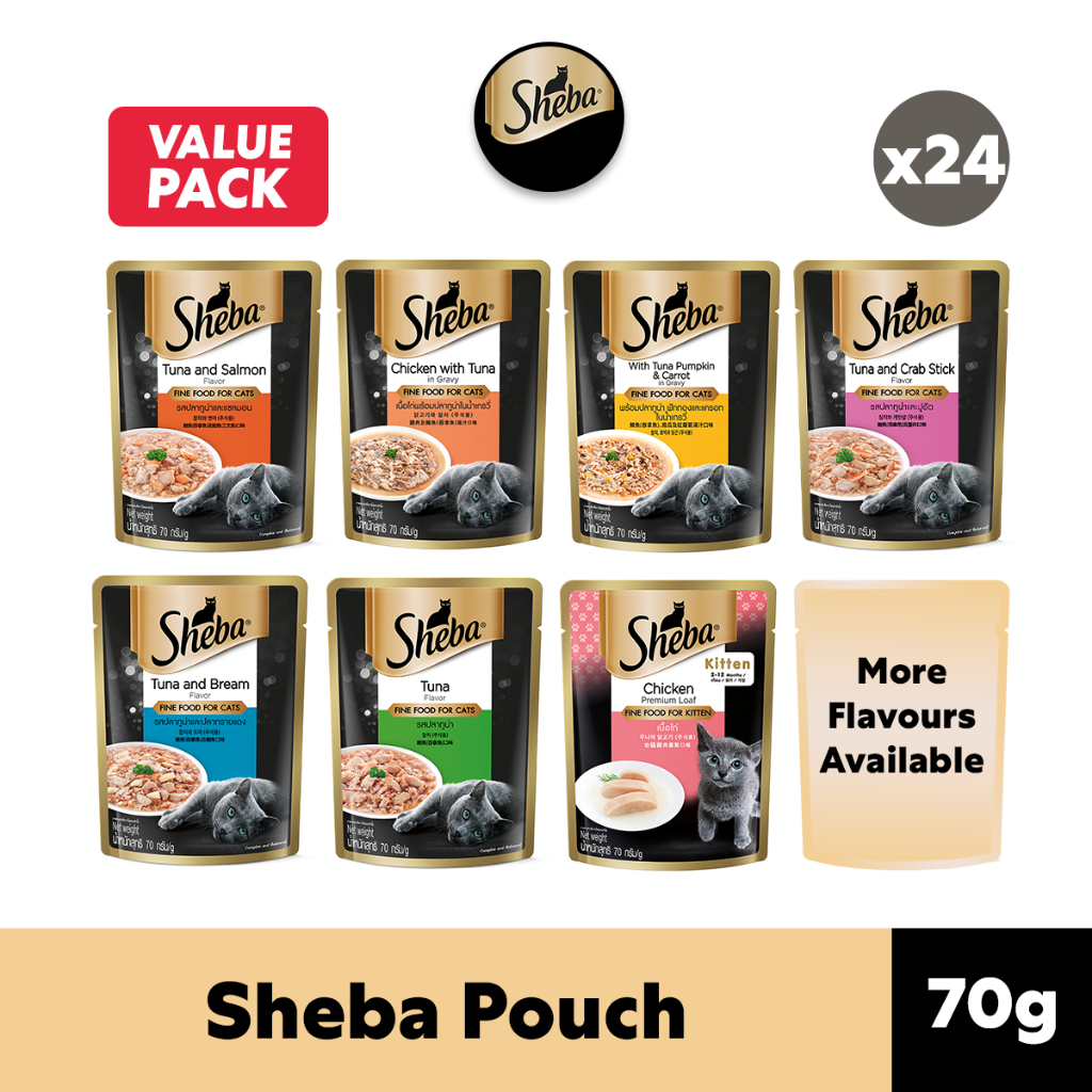 SHEBA Pouch Cat/Kitten Wet Food 70g, Value Pack 24packs | Shopee Malaysia