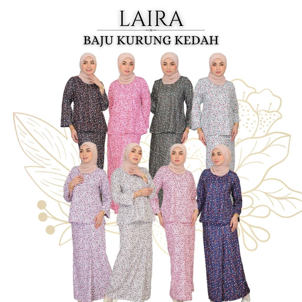 Laira Baju Kurung Kedah Floral Design By Luna | Shopee Malaysia