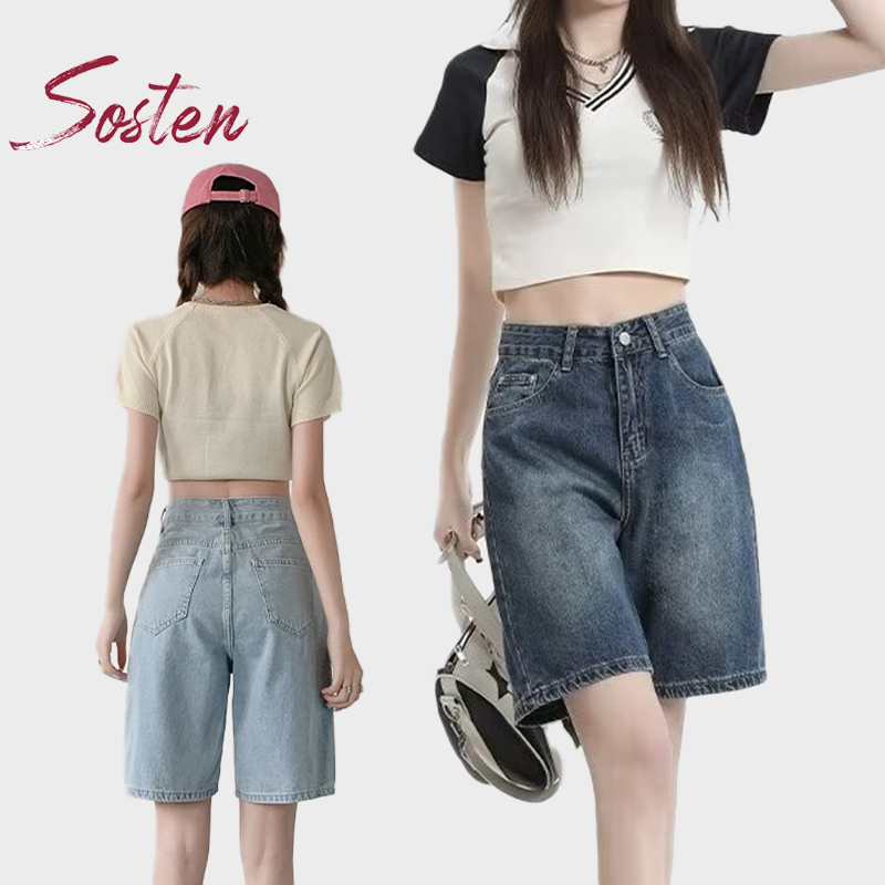ST358 M-2XL Women Jeans Short Pants Retro Vintage Denim Jeans Pant ...