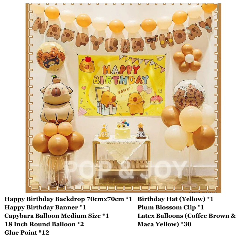Capybara Birthday Balloon Set Kids Birthday Party Decoration Balloon ...