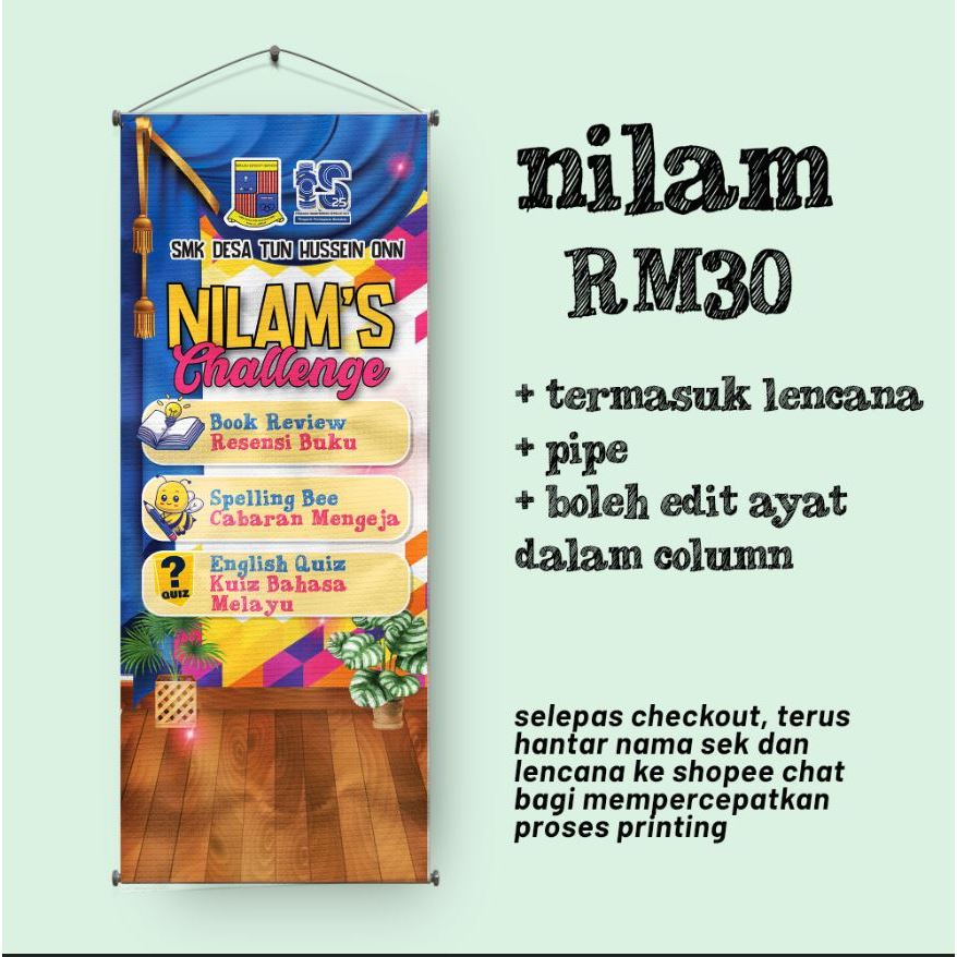 BOSGO PRINTINGBunting Bulan Bahasa/ Bunting Nilam (2x5ft-pipe) | Shopee ...