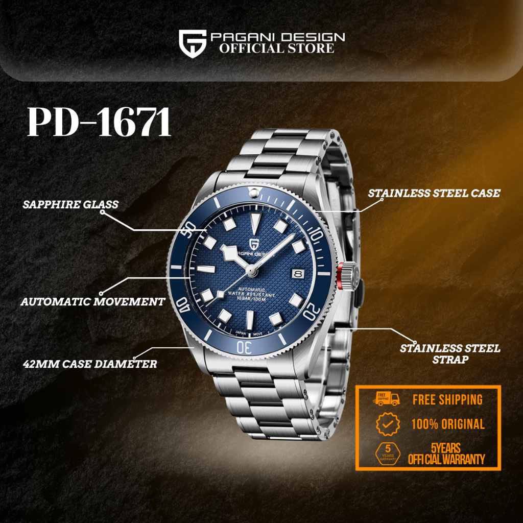 [PAYDAY MEGA SALE!]Pagani Design42mm Jam Tangan Lelaki Men's Stainless ...