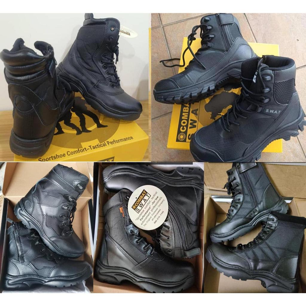 Kasut Kulit Swat Leather Boots Combat Boots Kasut Operasi Unisex ...