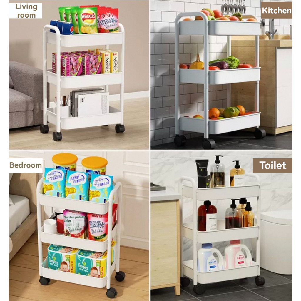 3/4/5 Tier Trolley Small cart storage rack multi-layer mobile kitchen ...