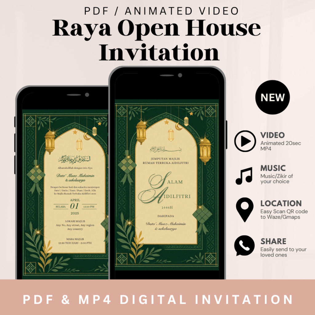 Kad Jemputan Digital Rumah Terbuka, Raya, Open House, Aqiqah | Shopee ...