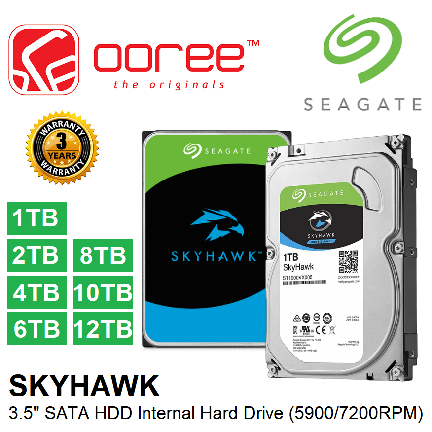 SEAGATE INT HDD SKYHAWK 3.5" SATA INTERNAL HARD DRIVE WITH 5900RPM HARD ...