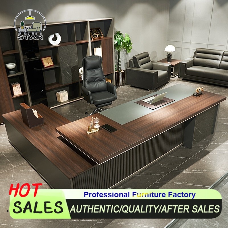 3.2M Boss DIRECTOR TABLE Desk Wooden Brown Manager L Shape Office ...