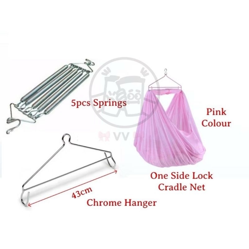 Spring Cot | Baby Cradle set | Hanger spring baby | Kain buaian ...