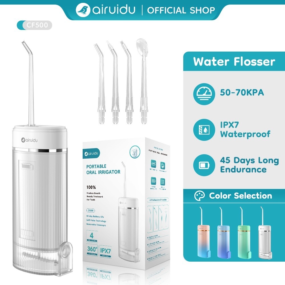Airuidu CF500 Electric Water Flosser With 4 Head 160ML Water Floss ...