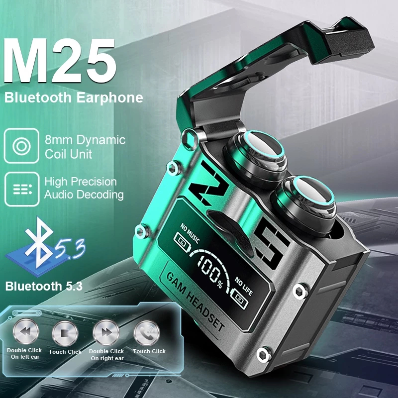 M25 TWS Wireless Bluetooth Headphones Touch Control Noise Reduction ...