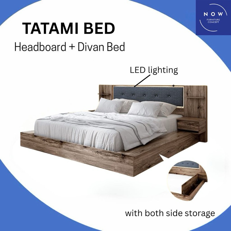 FREE INSTALL Katil Murah Queen Size Bed Frame Headboard Divan King Size ...