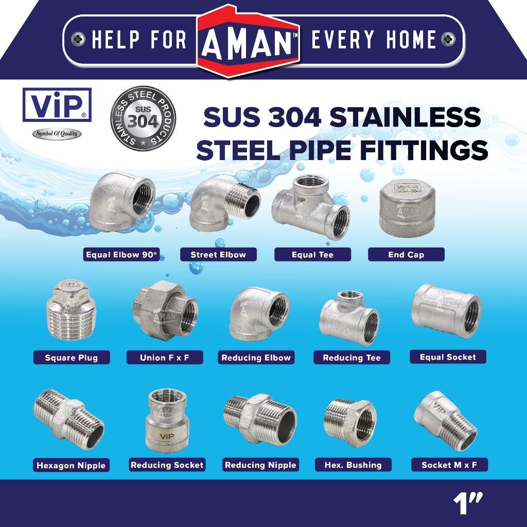 ViP 1" SUS 304 Stainless Steel Pipe Fitting Equal Elbow Street Elbow ...