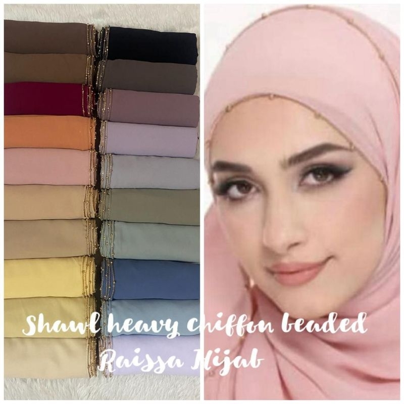 SHAWL BEADED HEAVY CHIFFON PLAIN HOT ITEM | Shopee Malaysia