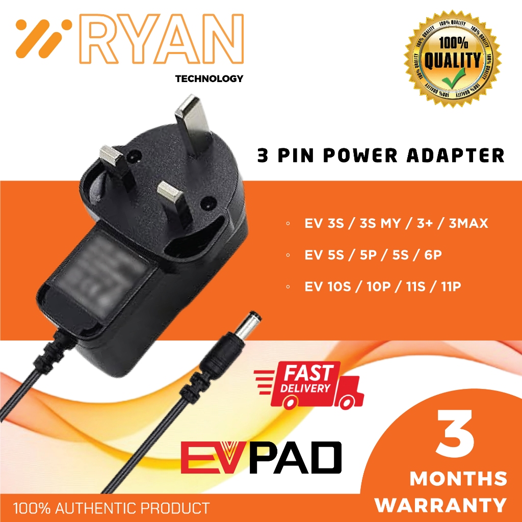 EVPAD 3S 3SMY 3PLUS 5S 5P 5X 6P 10S 10P 11S 11P ORIGINAL 3 PIN AC POWER ...