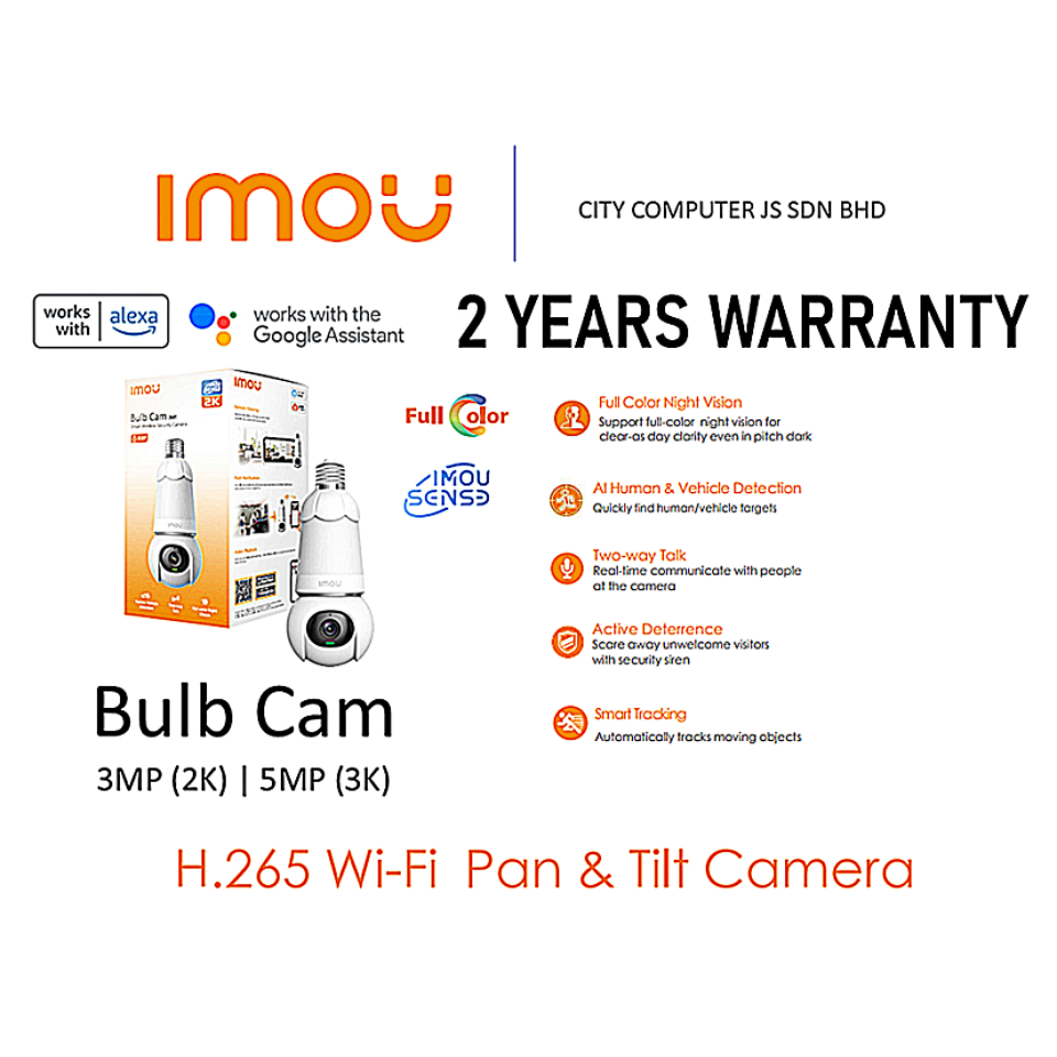 IMOU BULB CAM (3MP / 5MP) E27 6500K DAYLIGHT SMART WIRELESS SECURITY ...