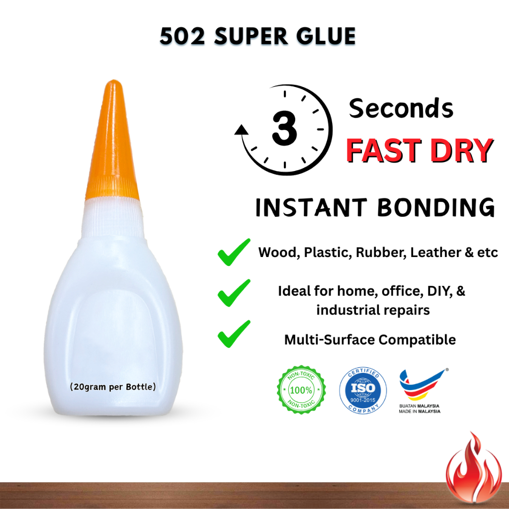 502 Super Glue 20g | Strong Adhesive Instant Bond | Fast Dry 3 Seconds ...