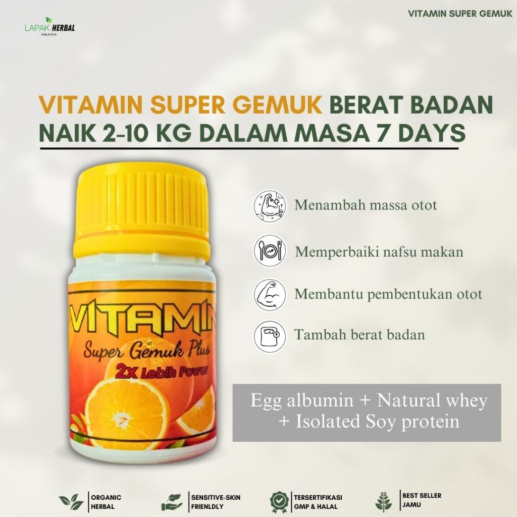 Ubat Naikkan Berat Badan Vitamin Super Gemuk Original Weight Gain Zink ...