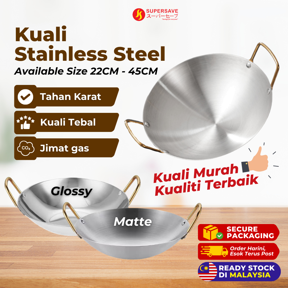 SUPERSAVE Kuali Stainless Steel Original Wok & Stir-fry Pans High ...