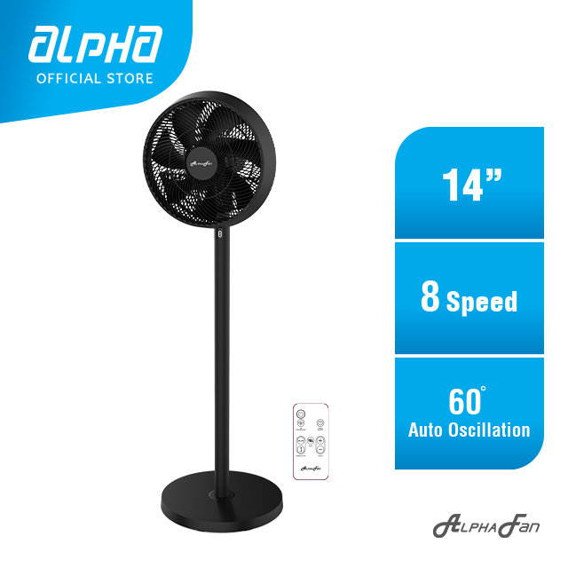 ALPHA Motto SF B22 DC Motor Stand Fan with 7 Blades 8 Speed Remote (14 ...