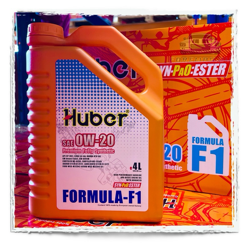 minyak hitsm kereta Huber engine oil 0W-20 Fully Synthetic Formula F1 ...