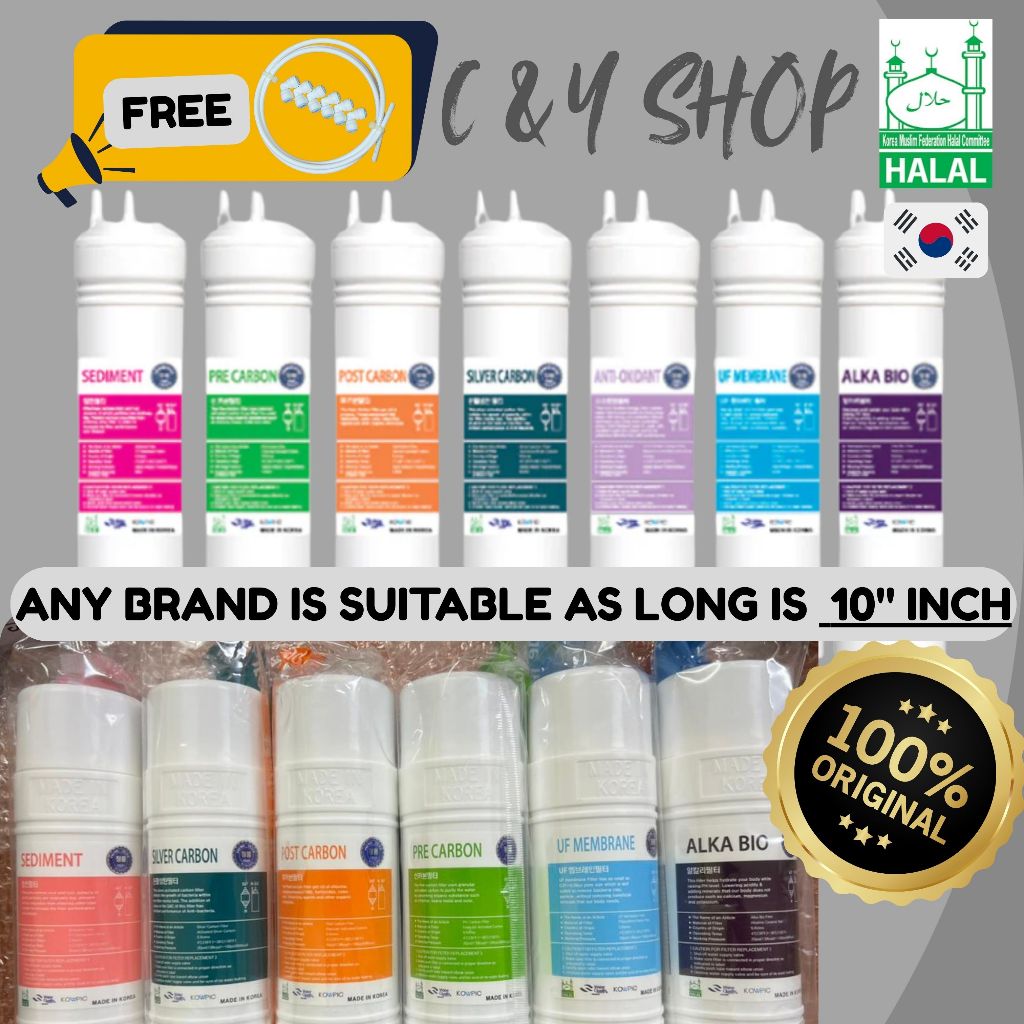 KOREA HALAL WATER FILTER SET 10" U TYPE CARTRIDGE SEDIMENT/PRE-CARBON ...